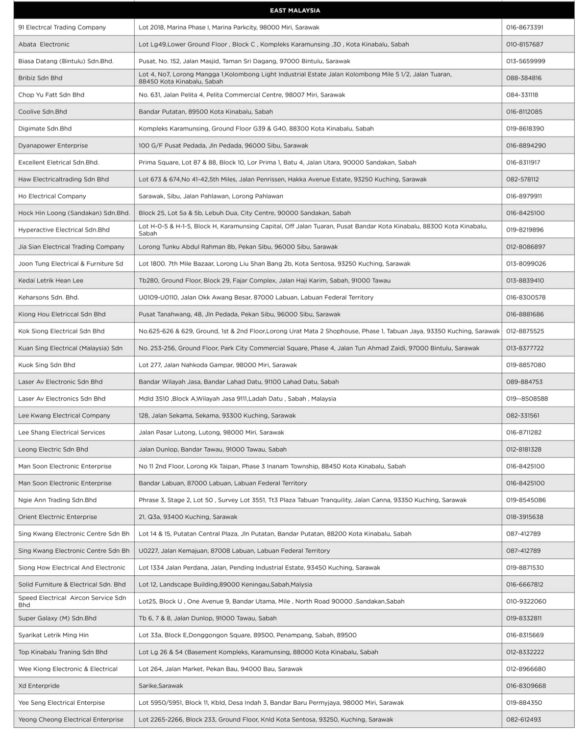 Malaysia Authorized Dealers